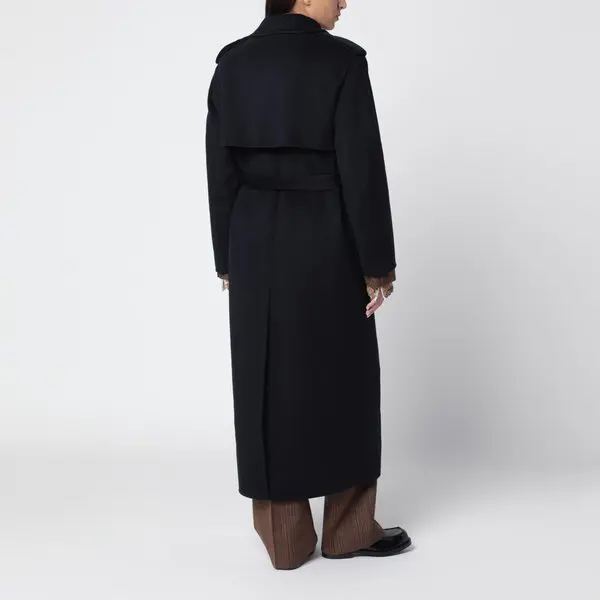 IVY OAK Dark Navy Double-breasted Wool Coat