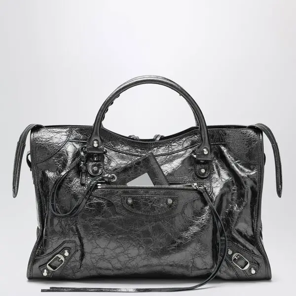 Balenciaga Le City Medium Steel Leather Bag - Grey