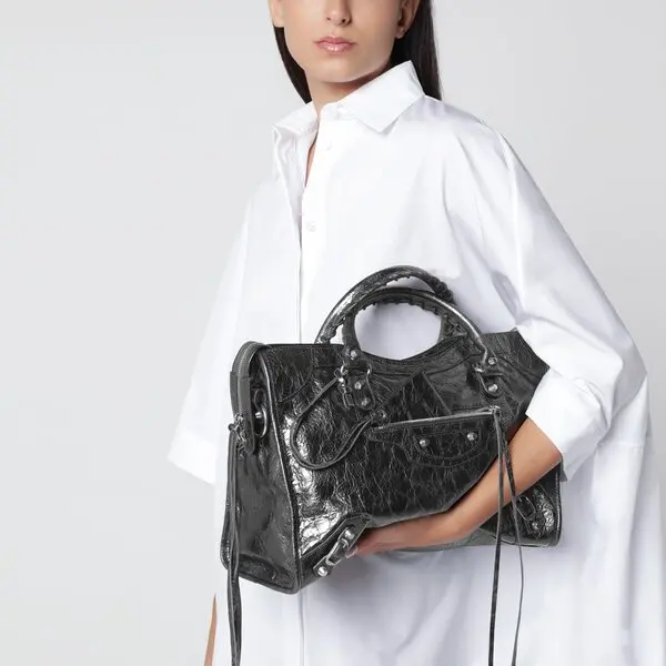 Balenciaga Le City Medium Steel Leather Bag - Grey