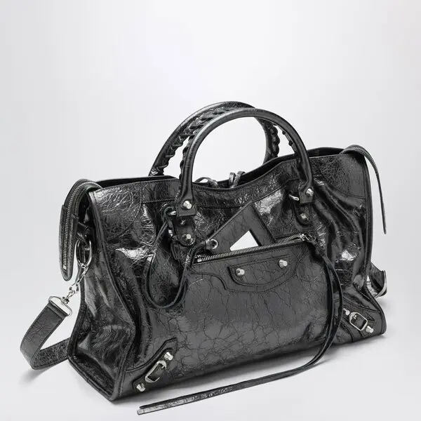 Balenciaga Le City Medium Steel Leather Bag - Grey