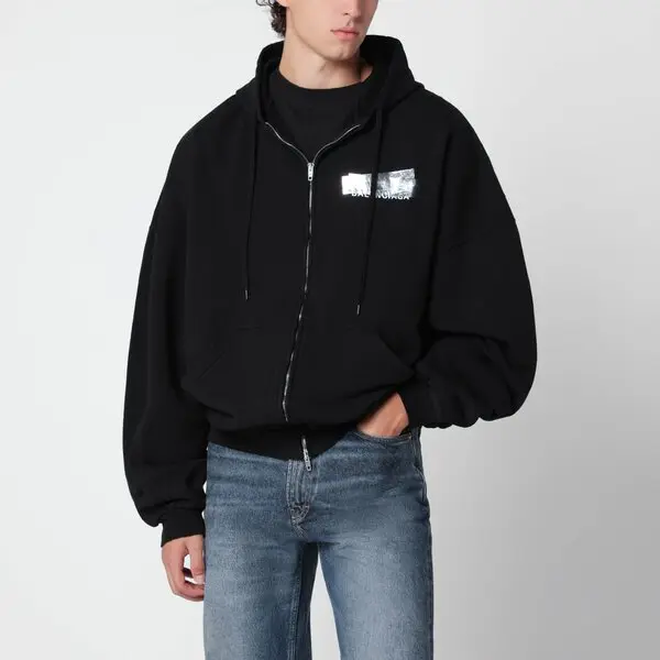 Balenciaga Cotton Zip-up Sweatshirt - Black