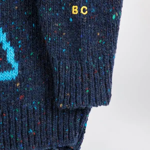 BOBO CHOSES Navy Pixel Abduction Sweater In Wool Blend