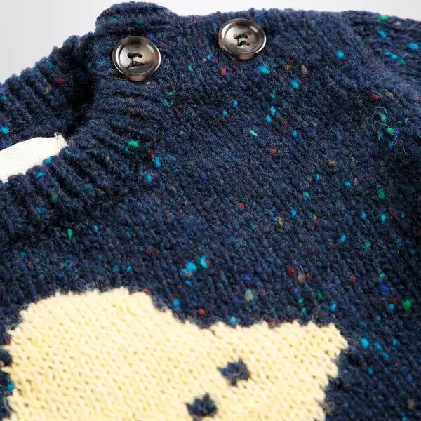 BOBO CHOSES Navy Pixel Abduction Sweater In Wool Blend