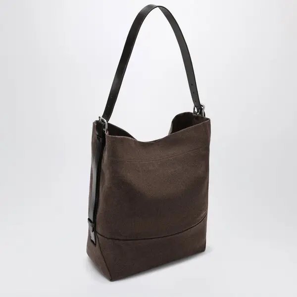 LEMAIRE Belted Tote Bag In Dark Cotton Canvas