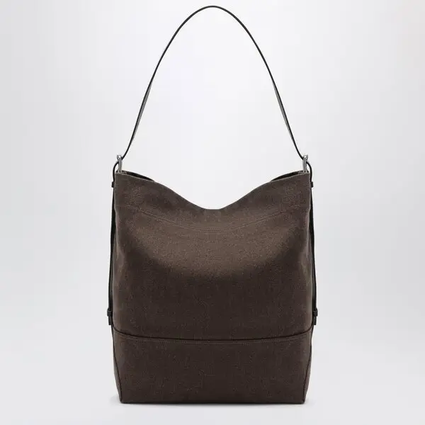 LEMAIRE Belted Tote Bag In Dark Cotton Canvas