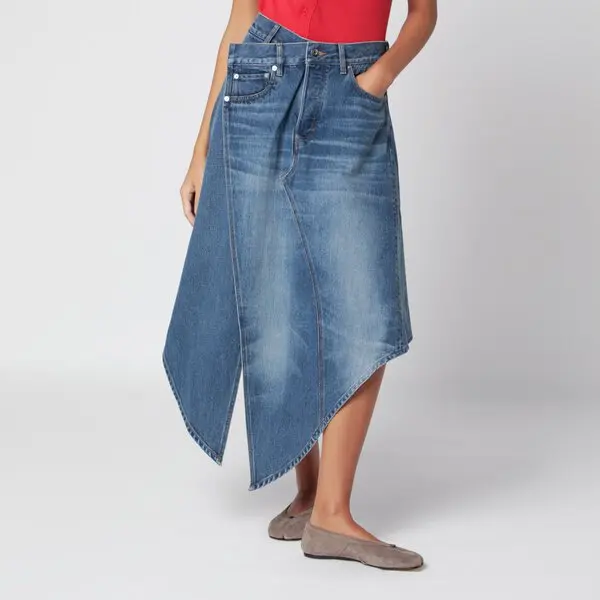 JW Anderson Asymmetric Skirt In Washed Denim