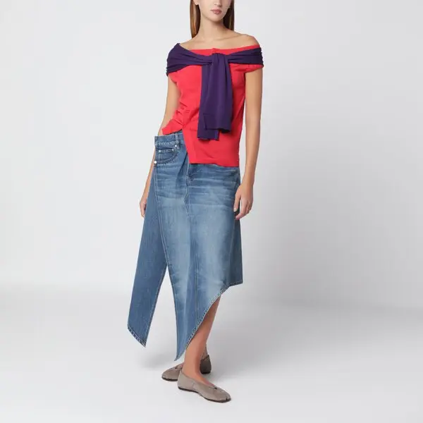 JW Anderson Asymmetric Skirt In Washed Denim