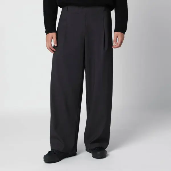 HIKING PATROL Dark Pleated Trousers In Viscose Blend