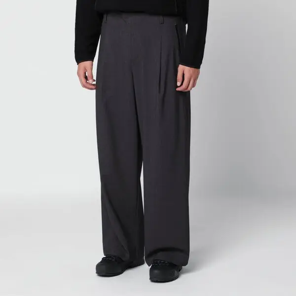 HIKING PATROL Dark Pleated Trousers In Viscose Blend