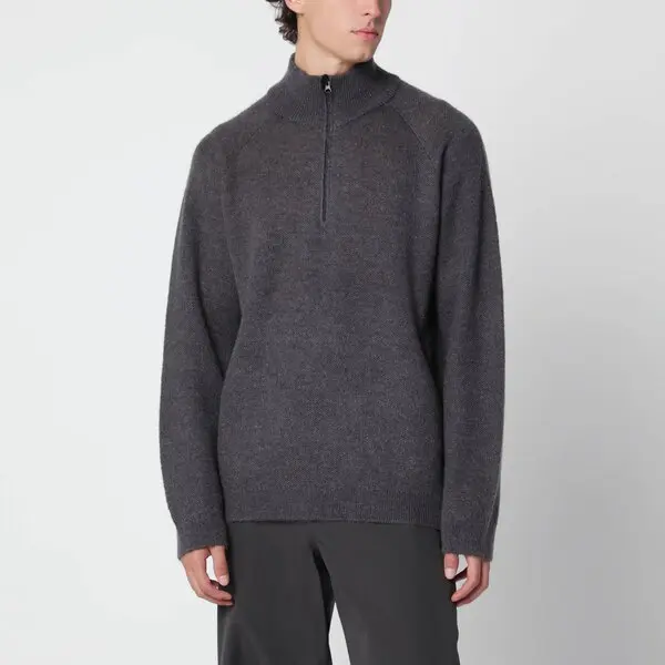 HIKING PATROL Slate Half-zip Sweater In Wool Blend