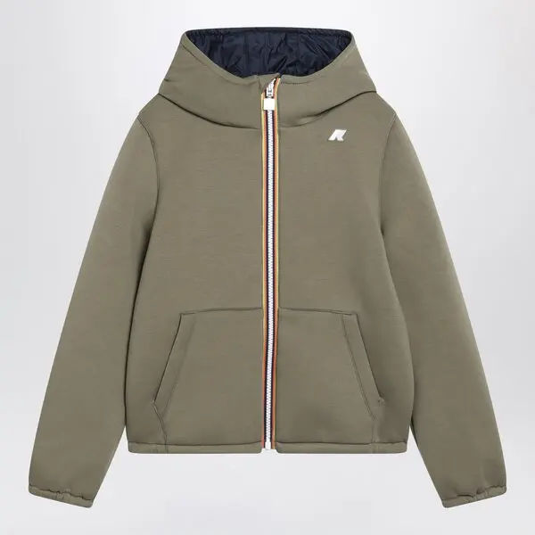 K-WAY Green Army/blue Reversible Jack Jacket - Multicolor