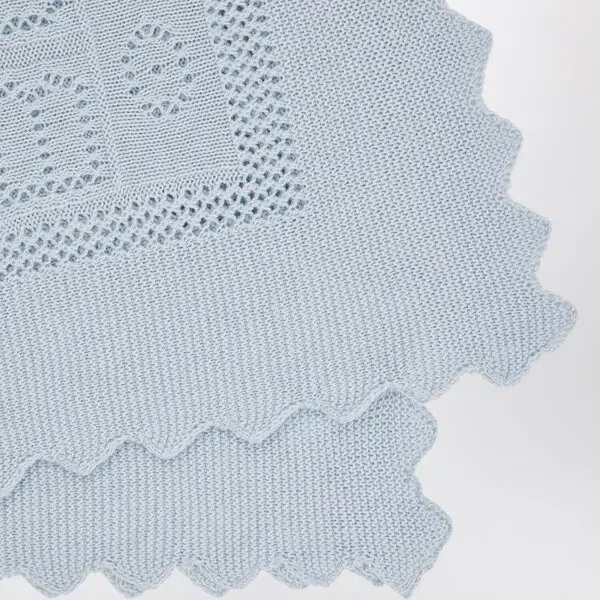 Bonpoint Blue And Grey Shawl In Cotton And Wool