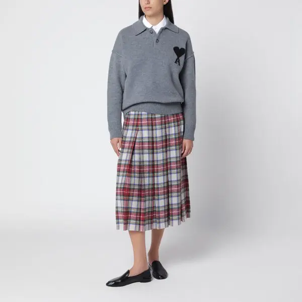 AMI Paris De Coeur Polo Sweater In Wool
