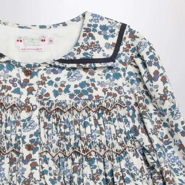 Bonpoint Blue Marinette Cotton Dress With Floral Print