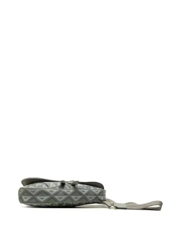Dior 2021 Cd Diamond Canvas And Calfskin Saddle Bag Crossbody Bag - Grey