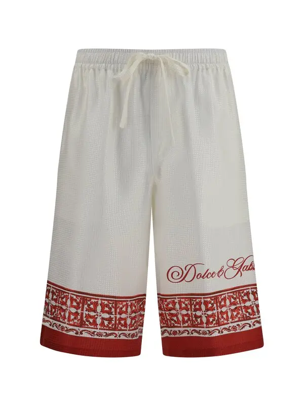 Dolce & Gabbana Maiolica Print Jacquard Twill Shorts - Multicolor