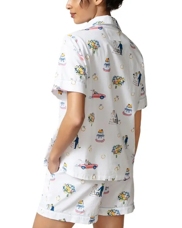 PRINTFRESH Short Cotton Pajama Set In Happily Ever After - Cloud