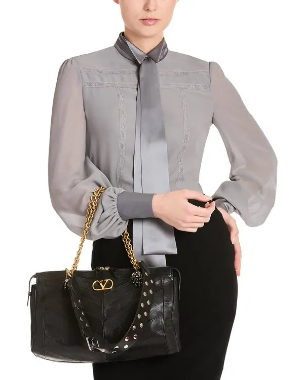Valentino Garavani Vlogo Chevron Quilted Leather Shoulder Bag