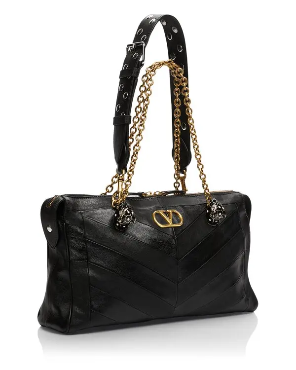 Valentino Garavani Vlogo Chevron Quilted Leather Shoulder Bag
