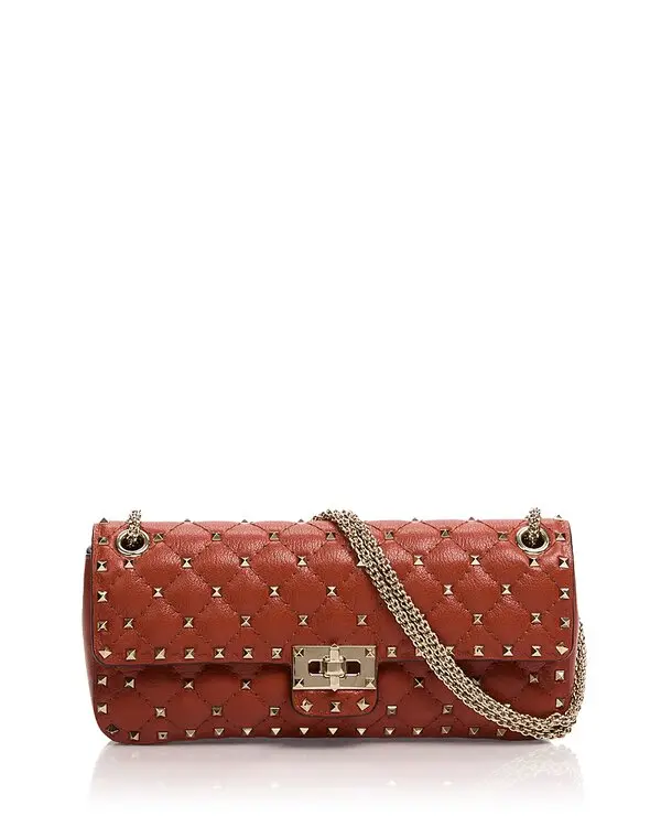 Valentino Garavani Rockstud Small Quilted Leather Shoulder Bag - Red