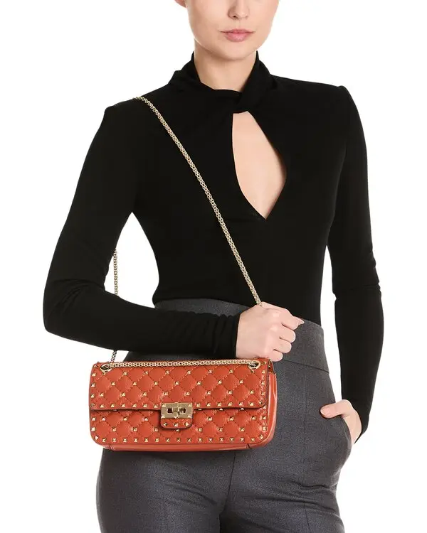 Valentino Garavani Rockstud Small Quilted Leather Shoulder Bag - Red