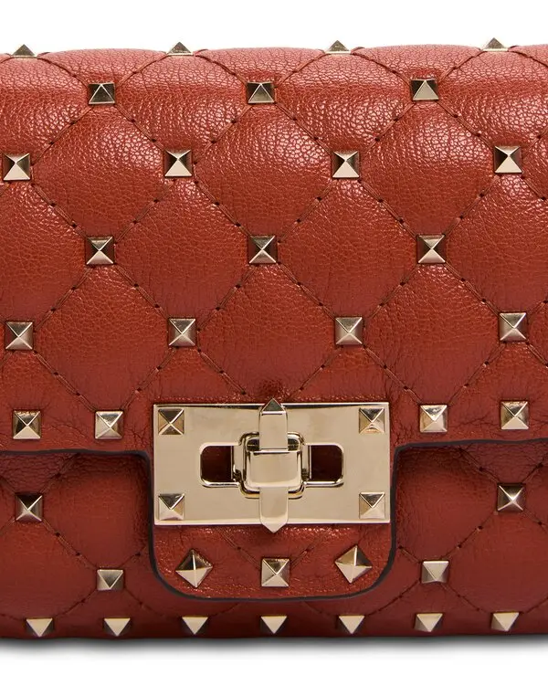 Valentino Garavani Rockstud Small Quilted Leather Shoulder Bag - Red