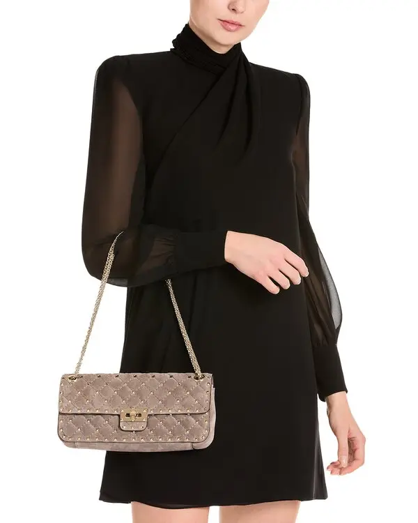 Valentino Garavani Rockstud Small Suede Shoulder Bag