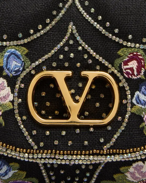 Valentino Garavani Crystal, Bead & Embroidered Floral Shoulder Bag