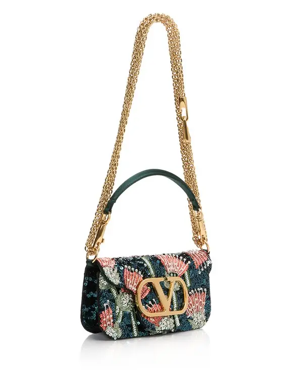 Valentino Garavani Loco Embellished Satin Shoulder Bag