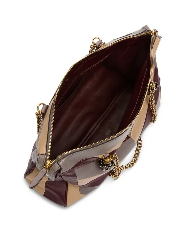 Valentino Garavani Vlogo Chevron Patchwork Leather Shoulder Bag