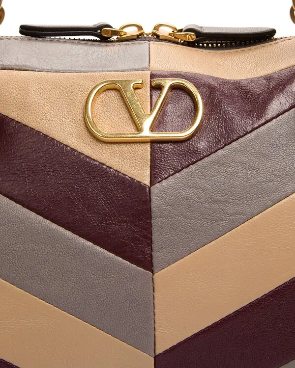 Valentino Garavani Vlogo Chevron Patchwork Leather Shoulder Bag