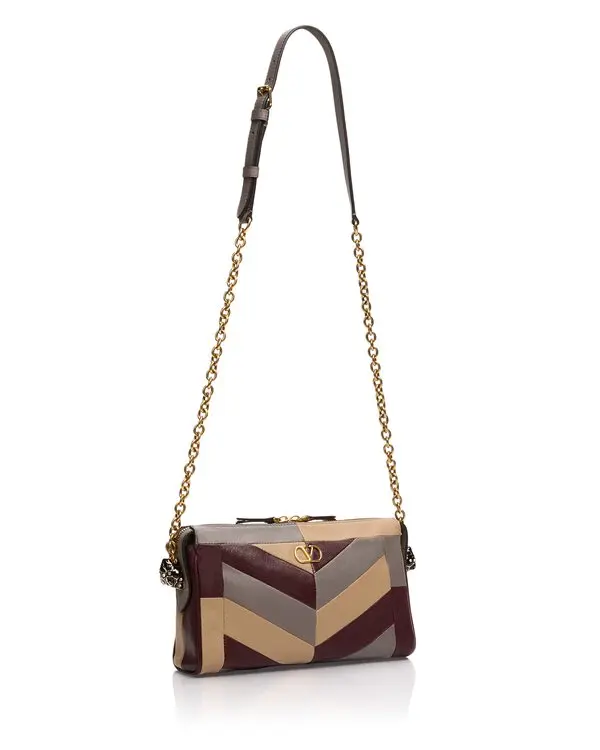 Valentino Garavani Vlogo Chevron Patchwork Leather Shoulder Bag