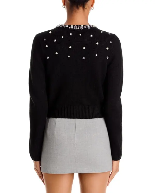 Aqua Rhinestone Pearl Embellished Cardigan Exclusive