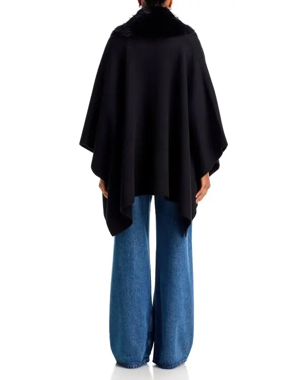 Aqua Faux Fur Trim Cape Exclusive