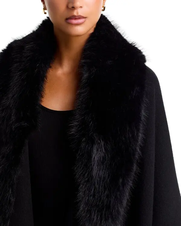 Aqua Faux Fur Trim Cape Exclusive