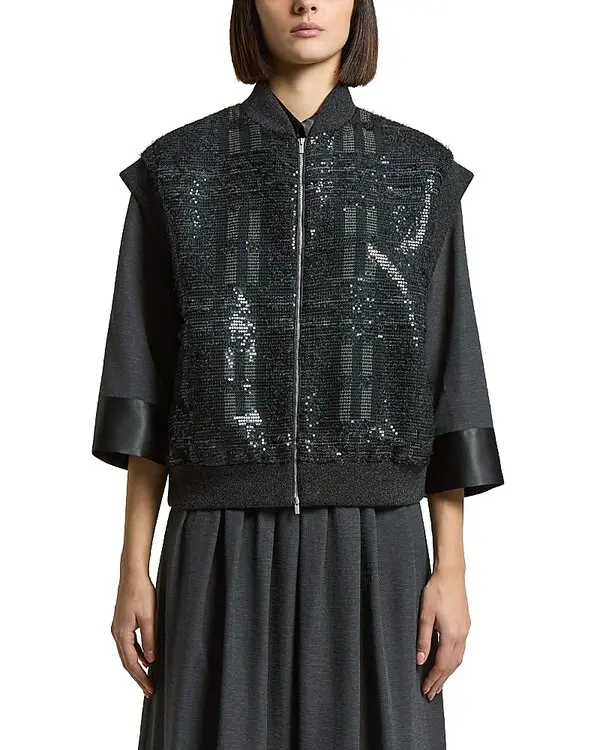 Peserico Sequin Zip Front Waistcoat