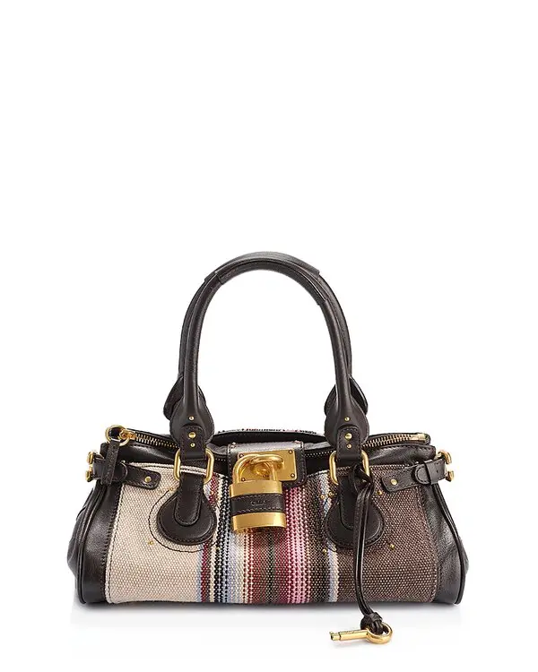 Chloé Paddington Striped Tapestry & Leather Shoulder Bag - Kohl Brown