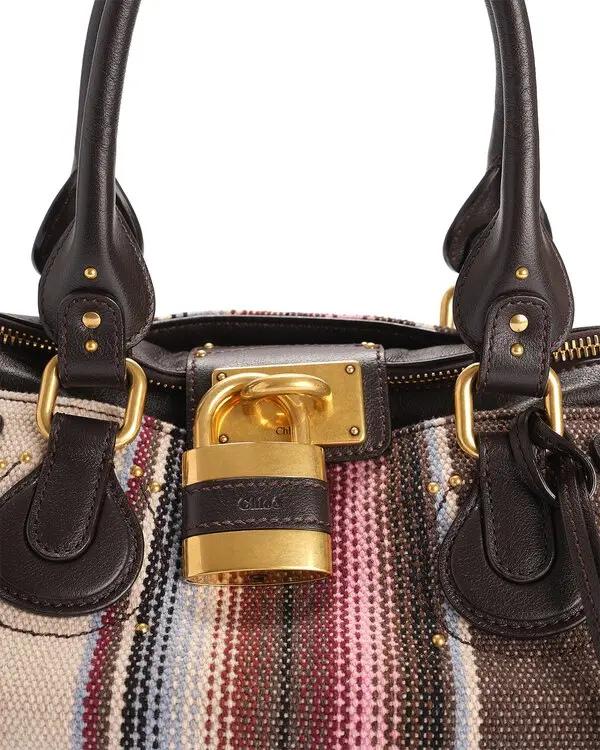 Chloé Paddington Striped Tapestry & Leather Shoulder Bag