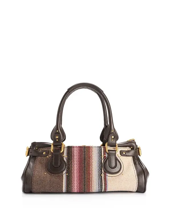Chloé Paddington Striped Tapestry & Leather Shoulder Bag