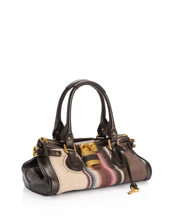 Chloé Paddington Striped Tapestry & Leather Shoulder Bag