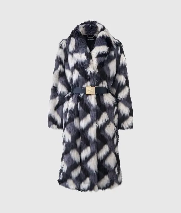 Karl Lagerfeld Belted Faux-fur Maxi Coat