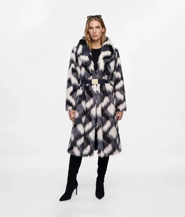 Karl Lagerfeld Belted Faux-fur Maxi Coat - Multi