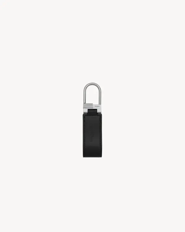 Saint Laurent Tiny Cassandre Keyring In Shiny Leather
