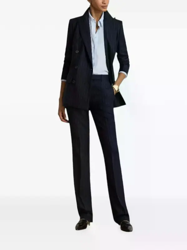 Ralph Lauren Wwoven-slim Pinstripe-pattern Twill Trousers