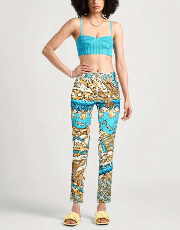 Moschino Pants Azure Size Cotton, Elastane