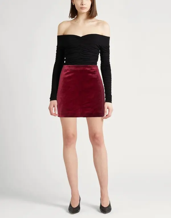 JUCCA Mini Skirt Burgundy Size Cotton, Viscose