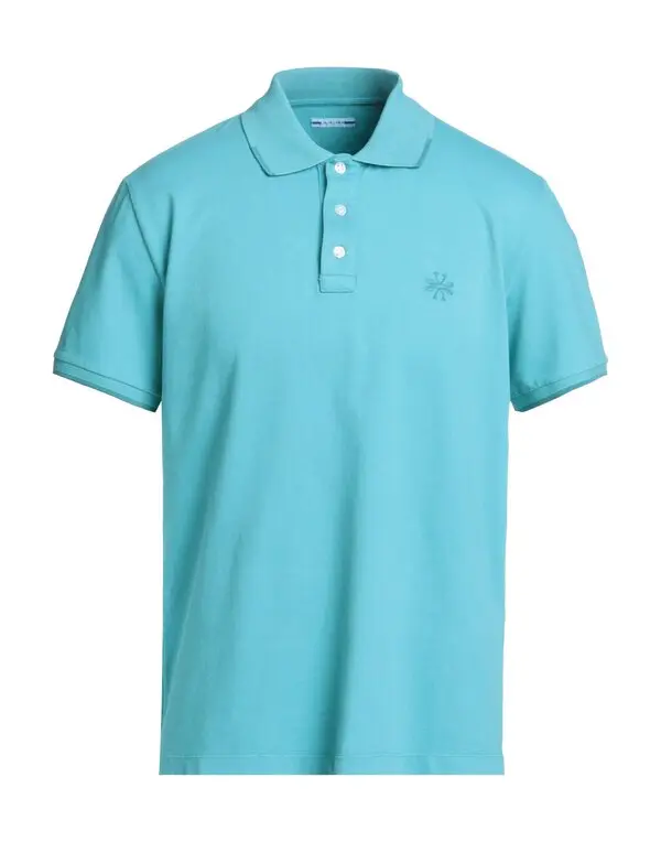 JACOB COHЁN Polo Shirt Turquoise Size Cotton, Elastane