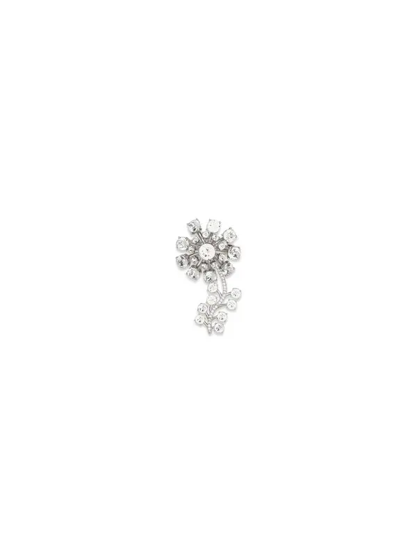 SELF-PORTRAIT Crystal Flower Brooch - Silver