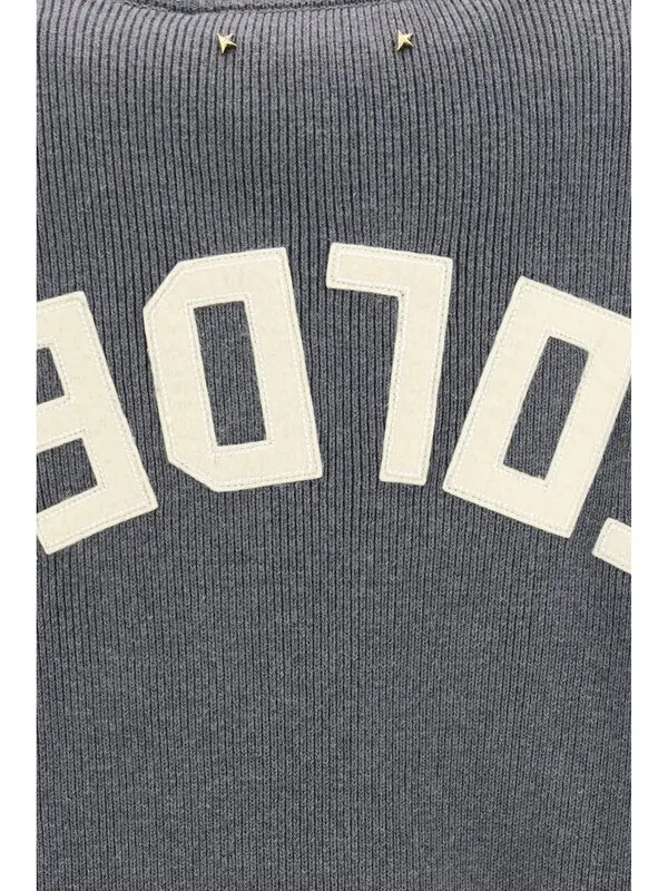GOLDEN GOOSE Cotton Crewneck Sweater With Back Logo - Gray