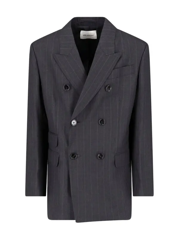 AMI Paris Double-breasted Blazer In Virgin Wool